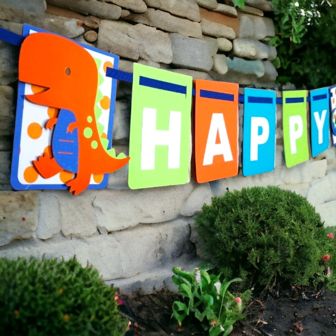 Dinosaur Happy Birthday Banner, Dinosaur Name Banner, Dinosaur ...