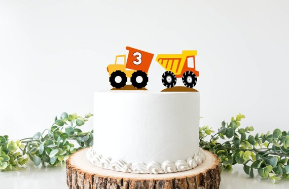 Personalized 2pc Construction Cake Topper | Etsy