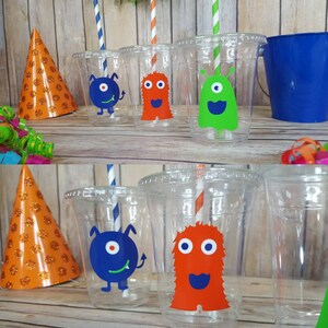 Monster Themed Party Cups With Straws and Lids - Etsy