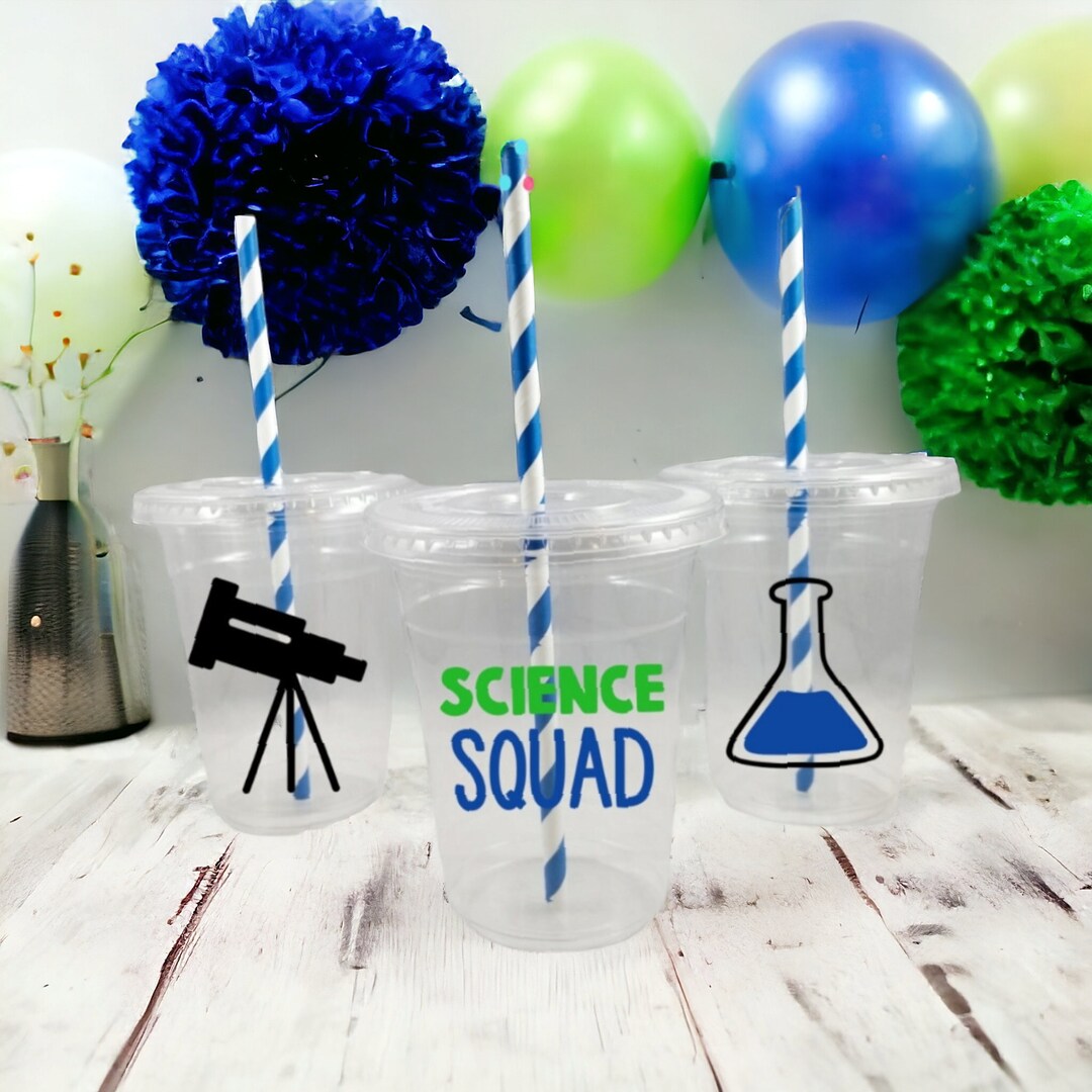 Science Party Themed Party Cups With Straws and Lids - Etsy