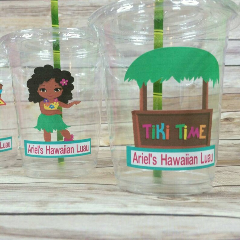 Personalized Luau/hawaiian Themed Party Cups With Lids and | Etsy