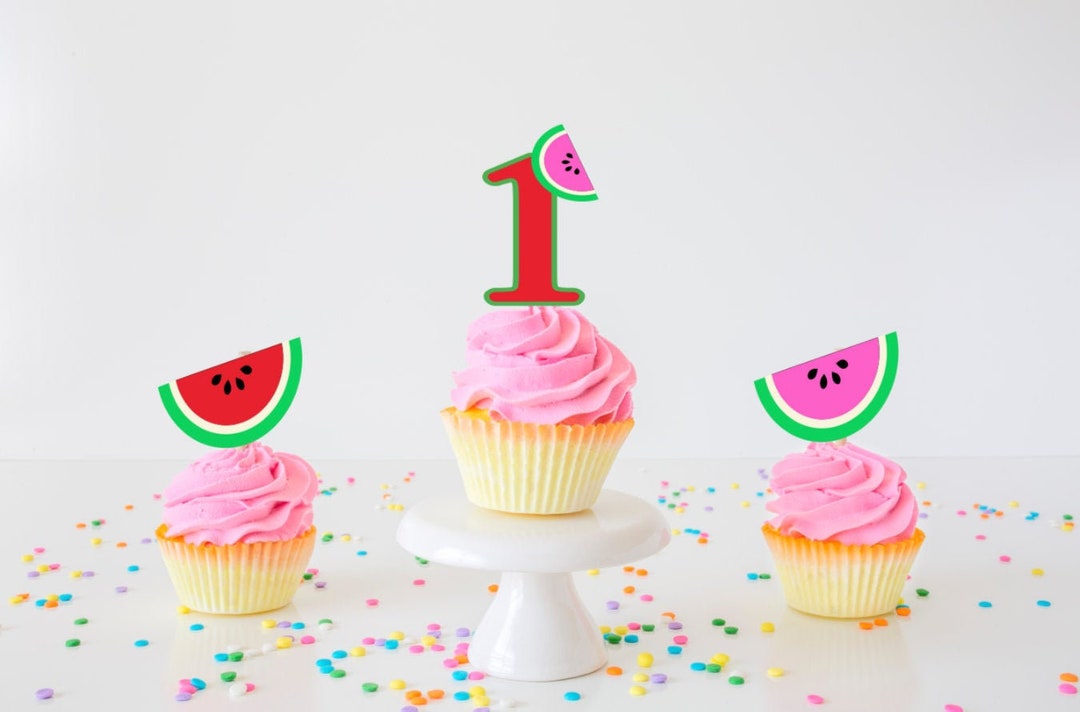 Personalized Watermelon Themed Cupcake Toppers - Etsy