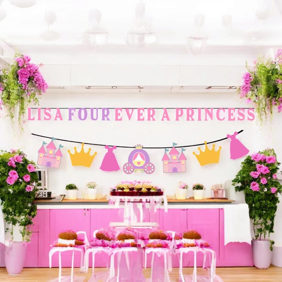Four Ever a Princess Banner, 4th Birthday Garland, Fairytale Princess ...