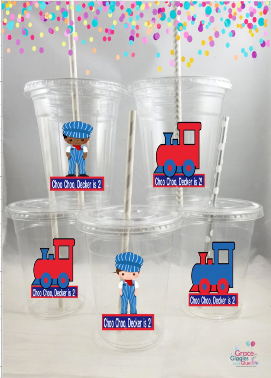 Personalized Train Themed Party Cups, Locomotive Party Cups - Etsy
