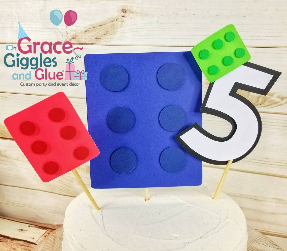 3pc Building Block Cake Topper - Etsy