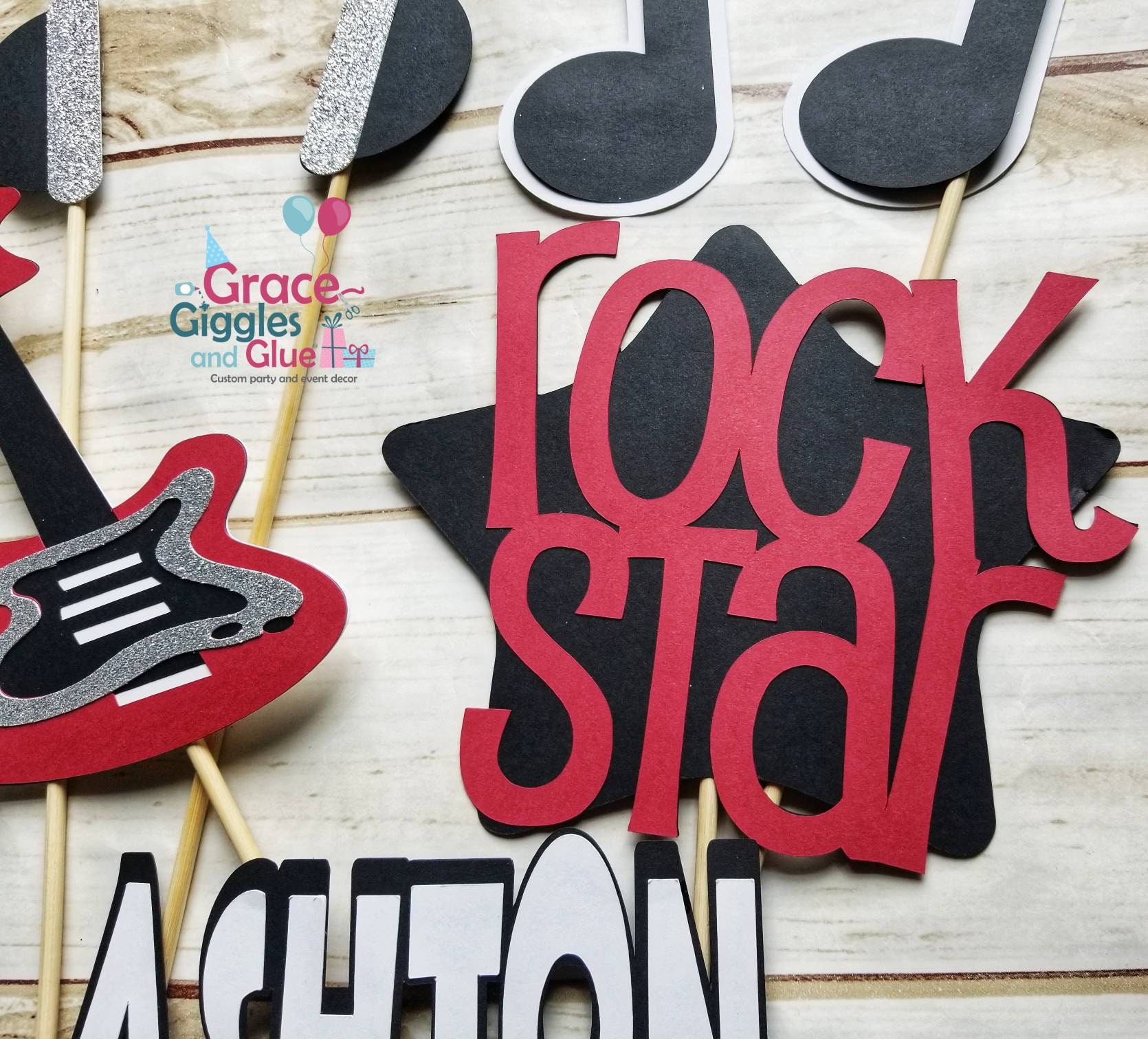 5pc Glitter Personalized Rockstar Themed Centerpiece Rockstar | Etsy