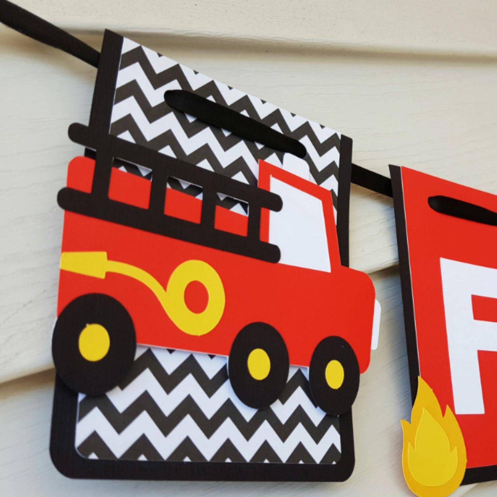 Firefighter Themed Happy Birthday Banner Fireman Name Banner | Etsy