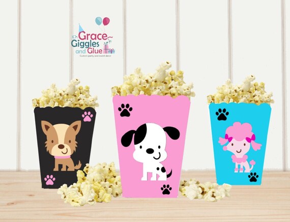 Puppy Snack/favor Boxes Dog Party Popcorn Box - Etsy