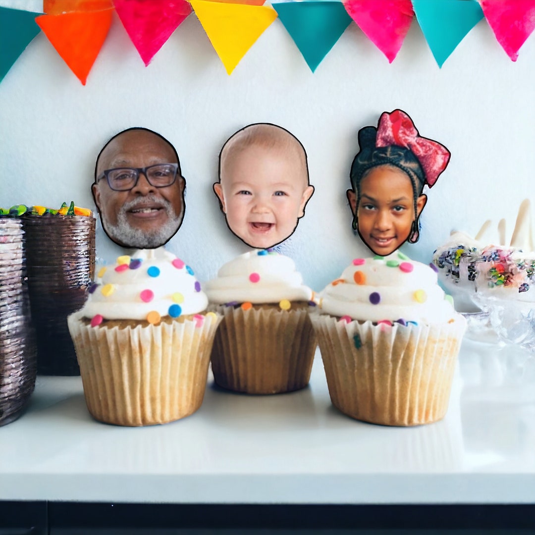 Custom Face Cupcake Toppers, Custom Birthday Party Cupcake Toppers - Etsy
