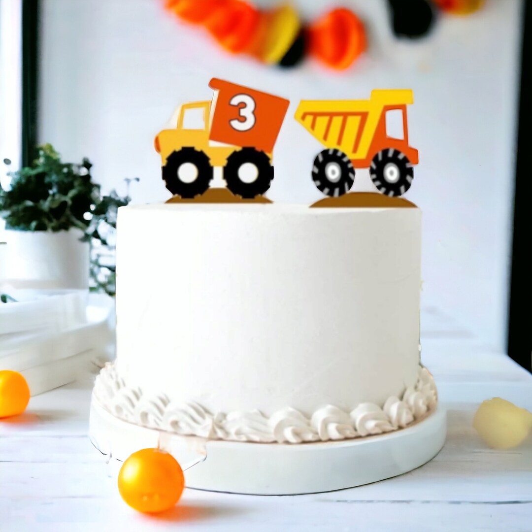 Personalized 2pc Construction Cake Topper - Etsy