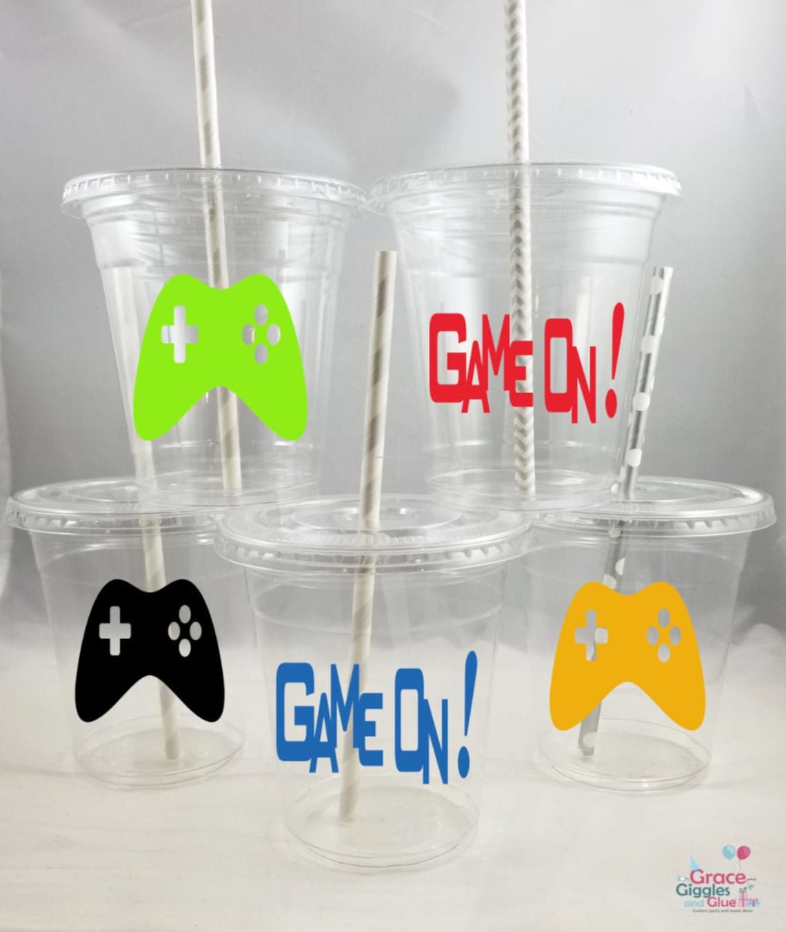 Video Game Themed Party Cups With Straws and Lids - Etsy