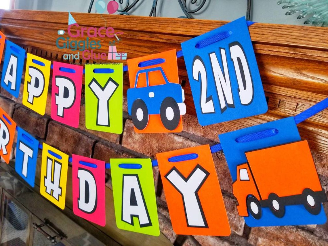 Transportation Themed Happy Birthday Banner | Etsy