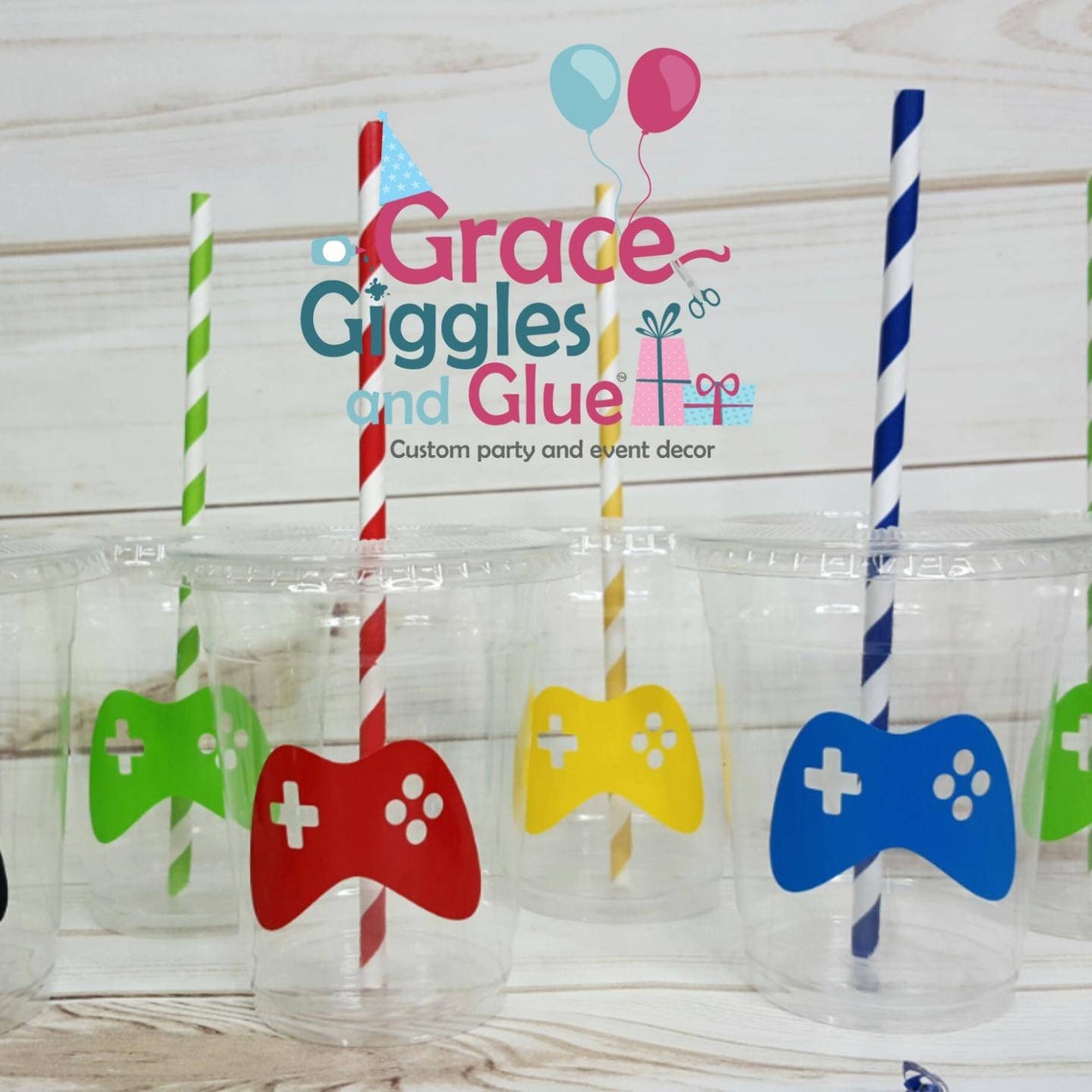 Video Game Themed Party Cups With Straws and Lids - Etsy