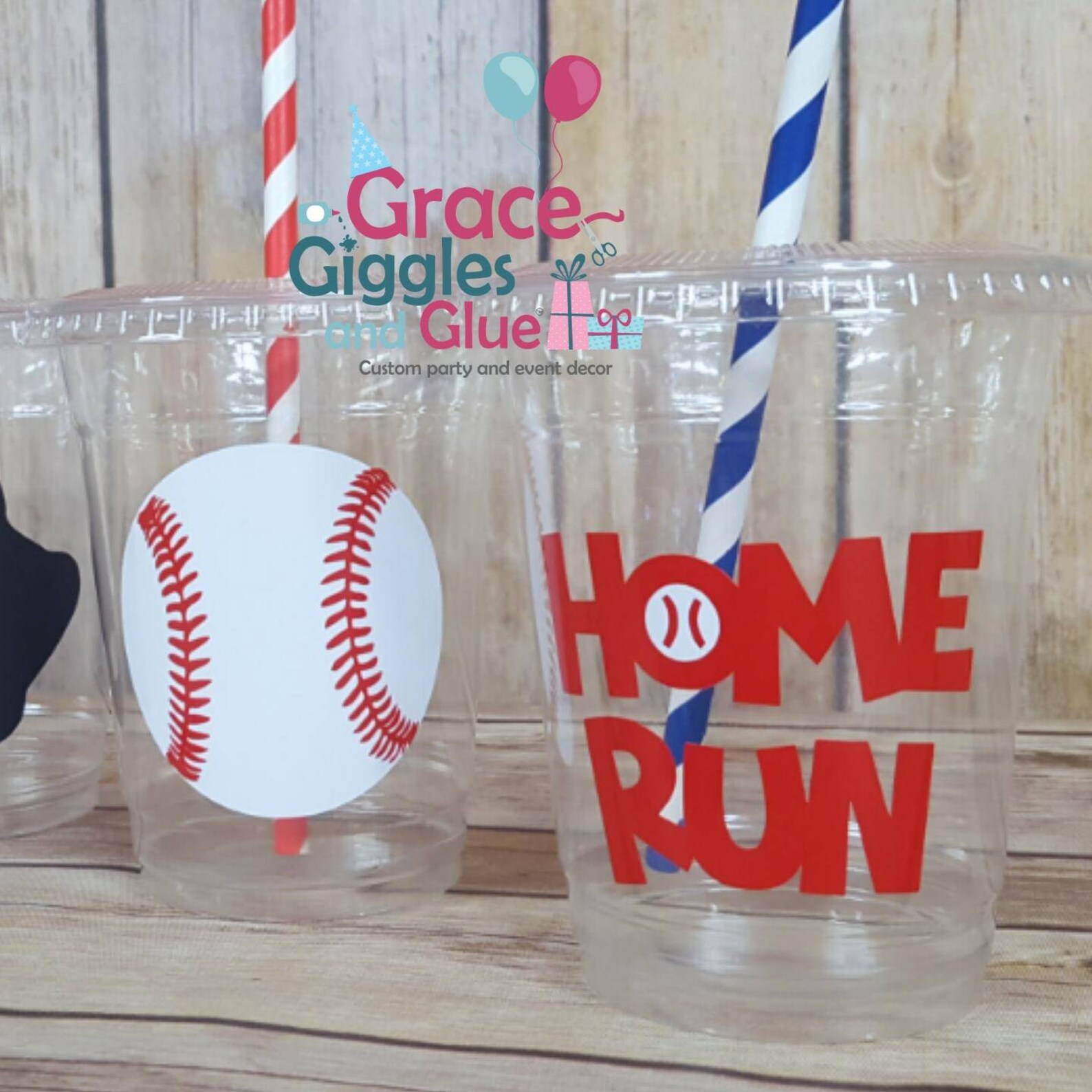 Baseball Party Cups W/ Lids and Straws - Etsy