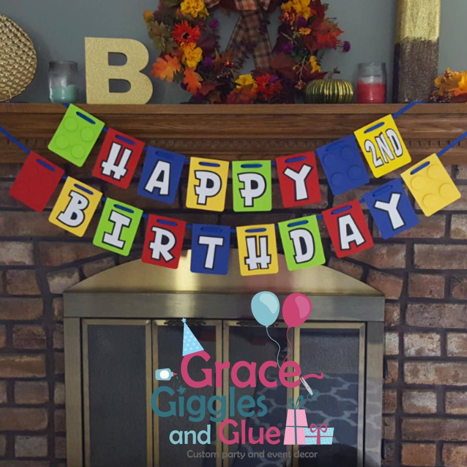 Building Block Happy Birthday Banner, Building Block Name Banner - Etsy