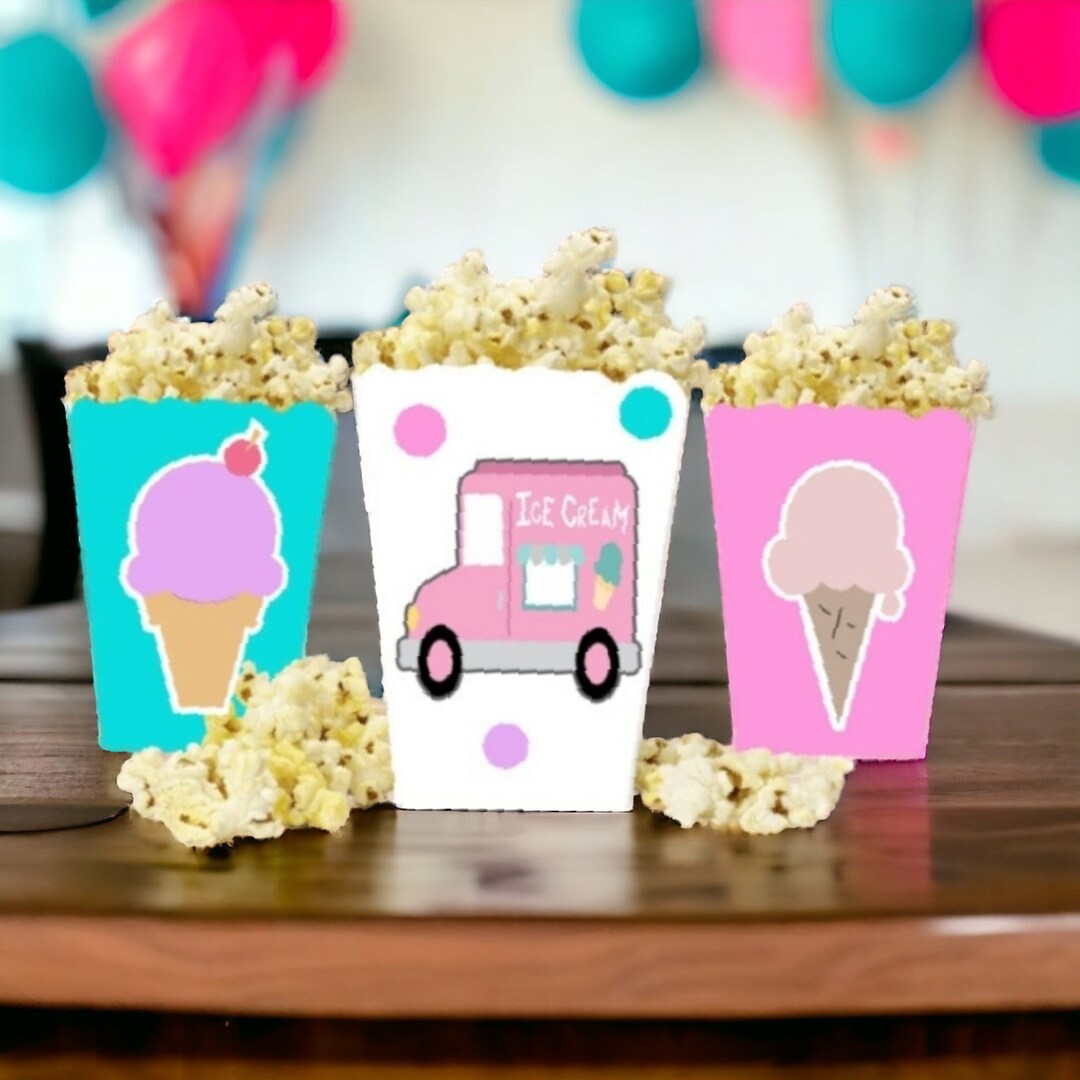 Ice Cream Themed Snack/favor Boxes, Ice Cream Truck Popcorn Box - Etsy