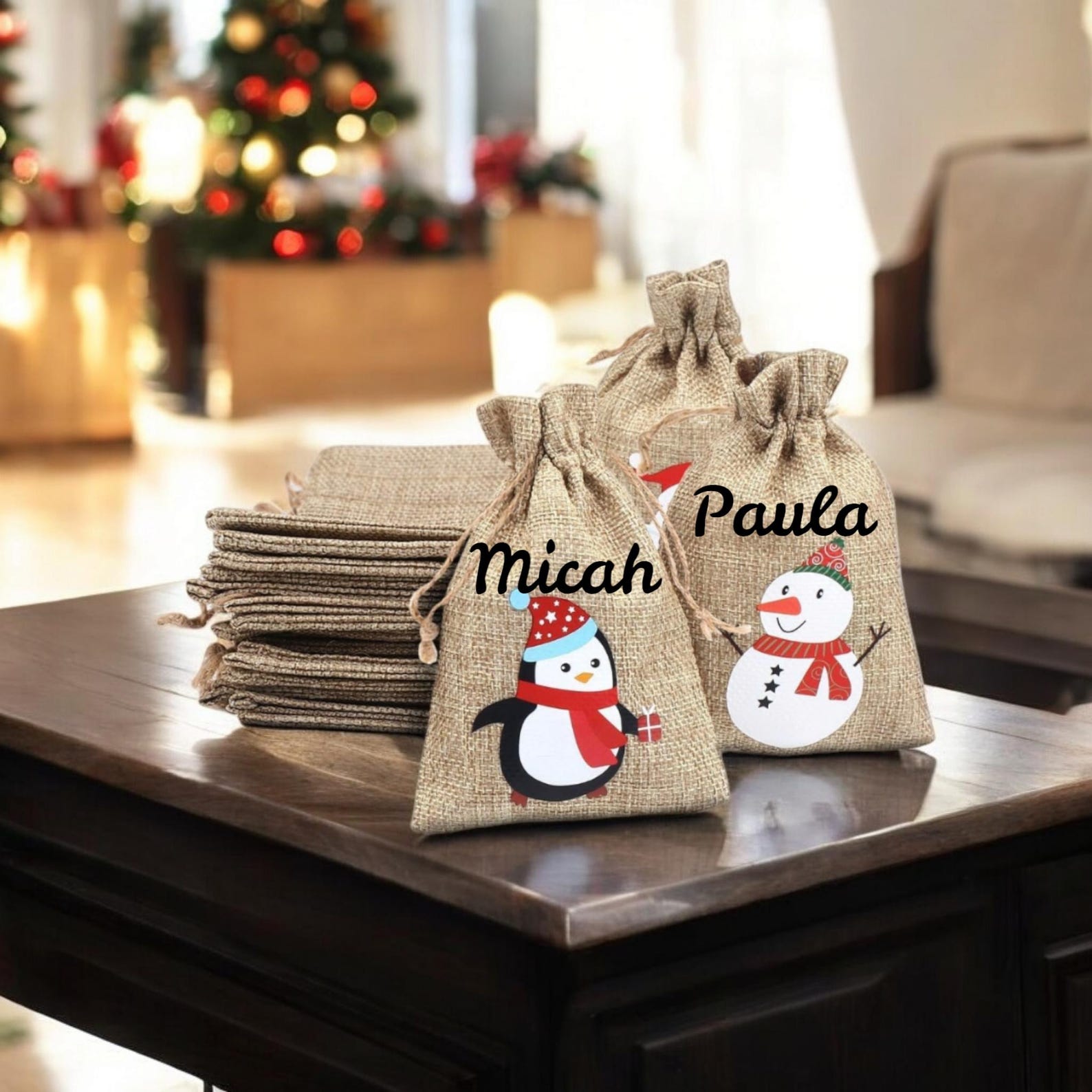 Personalized Mini Christmas Sacks, Christmas Treat Bags - Etsy