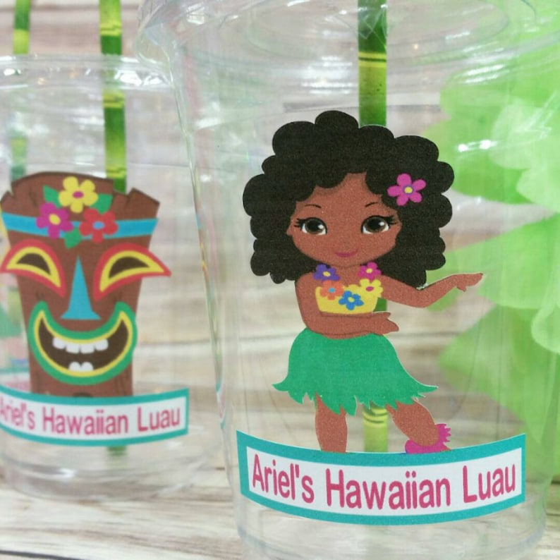Personalized Luau/hawaiian Themed Party Cups With Lids and Straws, Luau ...