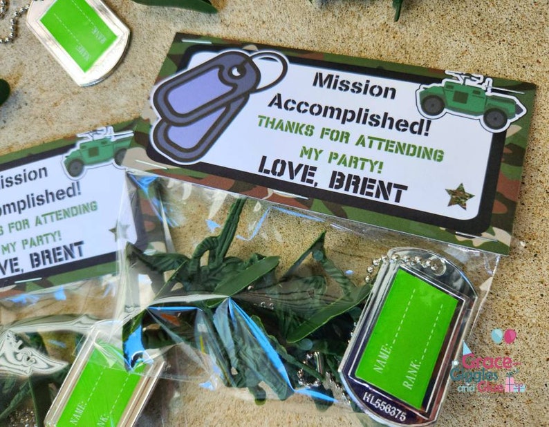 Military Party Favors Solider Party Favors Treat Bag Toppers - Etsy