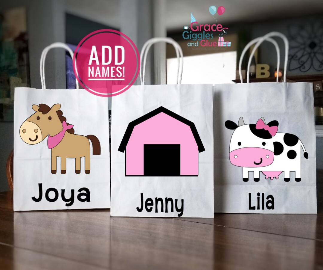 Pink Barnyard Party Bags, Barn Party Favors - Etsy