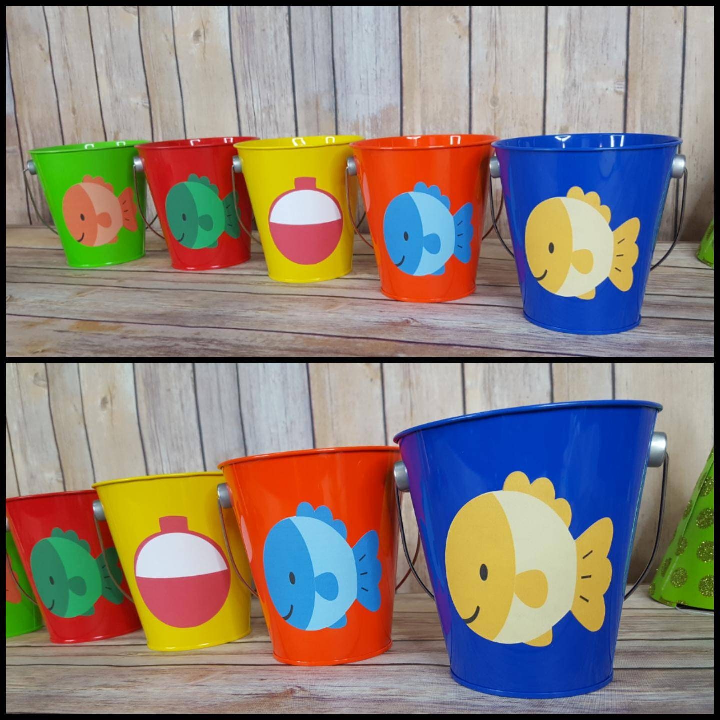 5 Metal Fishing Themed Favor Pails O-fishally One Favors - Etsy