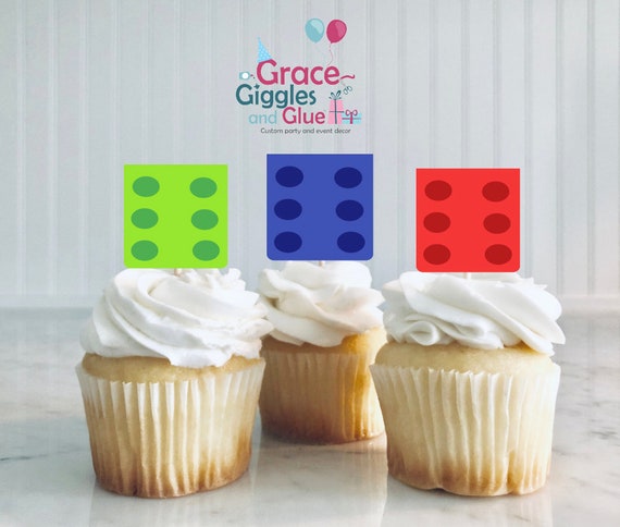 Building Block Themed Cupcake Toppers - Etsy