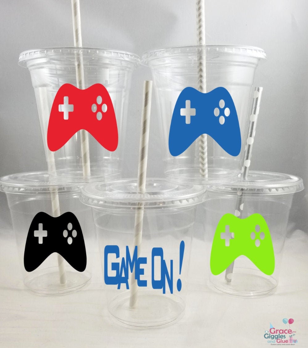 Video Game Themed Party Cups With Straws and Lids - Etsy