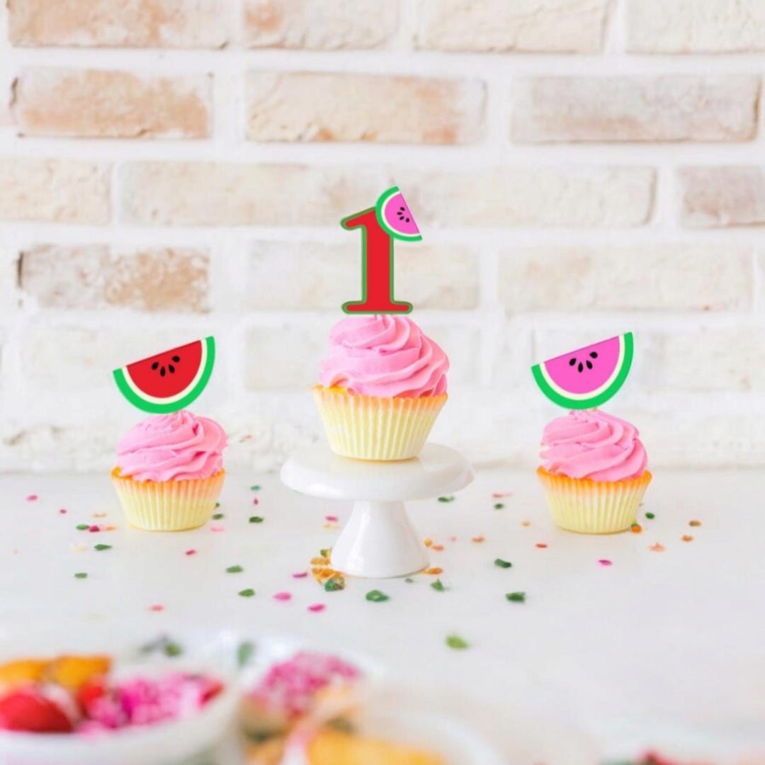 Personalized Watermelon Themed Cupcake Toppers - Etsy