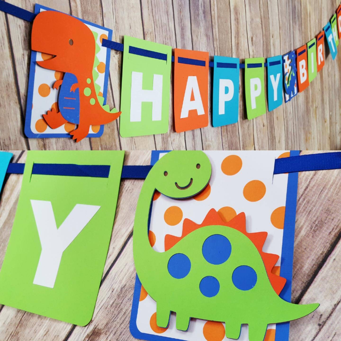 Dinosaur Happy Birthday Banner Dinosaur Name Banner Dinosaur | Etsy