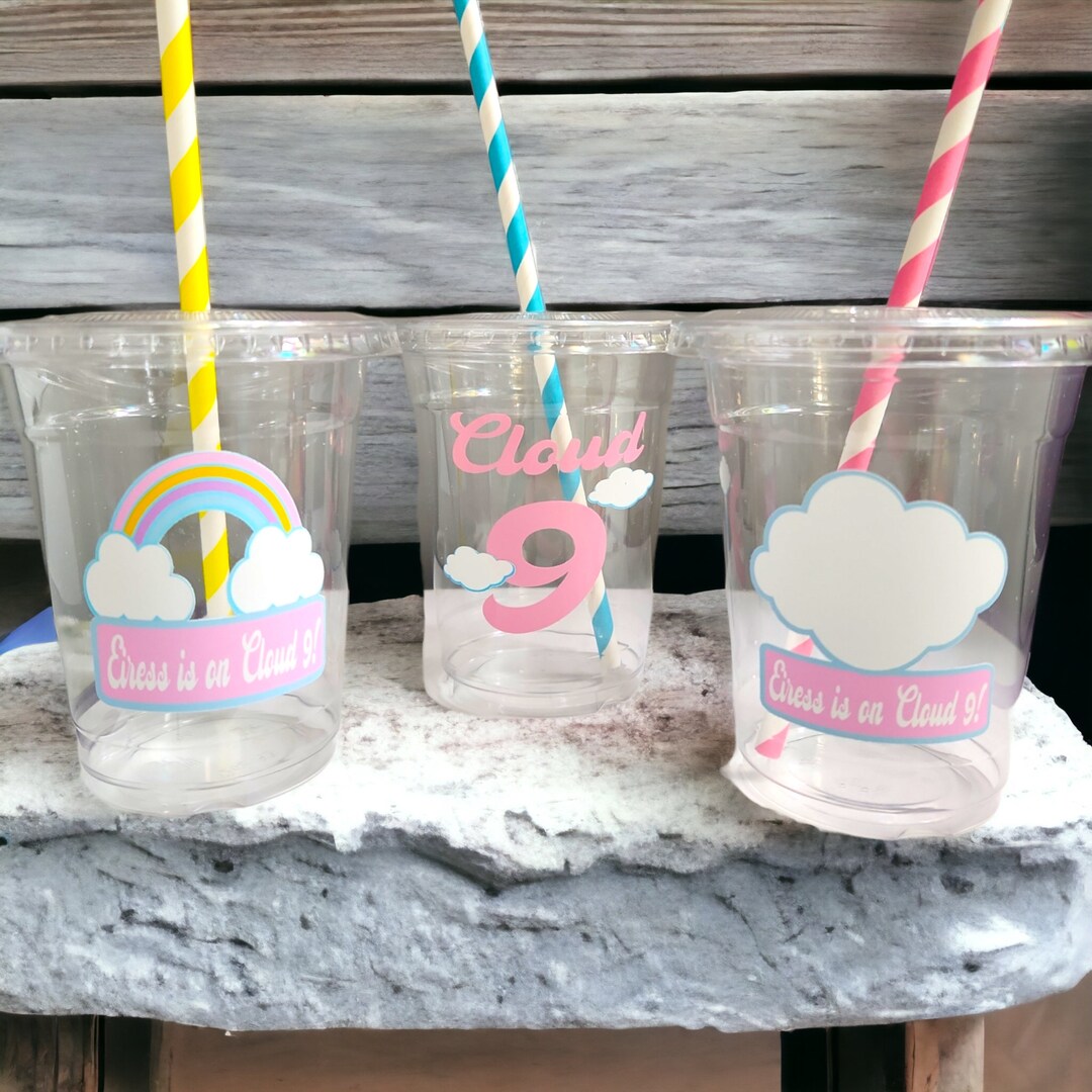 Personalized Cloud 9 Themed Party Cups With Lids and Straws! - Etsy