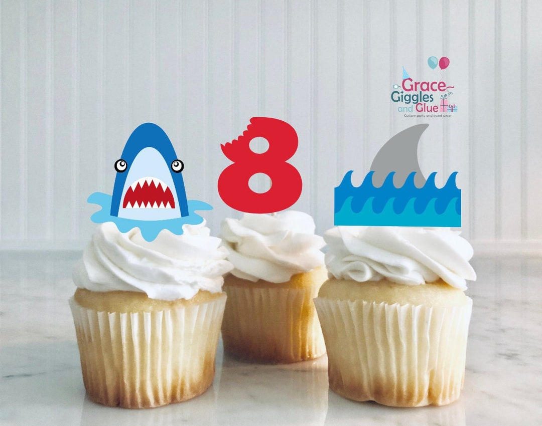 Shark Themed Cupcake Toppers - Etsy