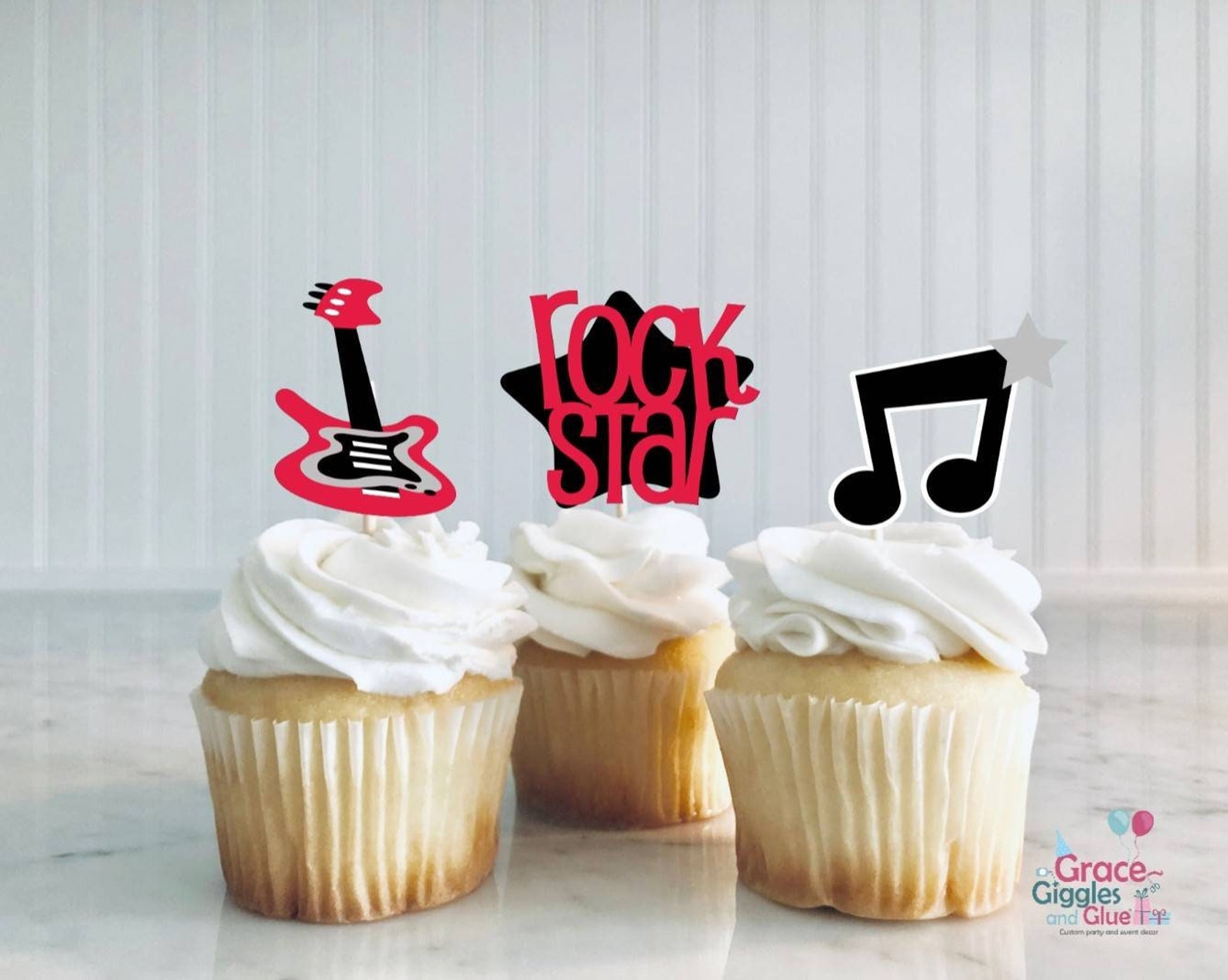 Rock Star Themed Cupcake Toppers - Etsy