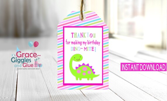 Digital Dinosaur Favor Tags Instant Download Digital Dino - Etsy
