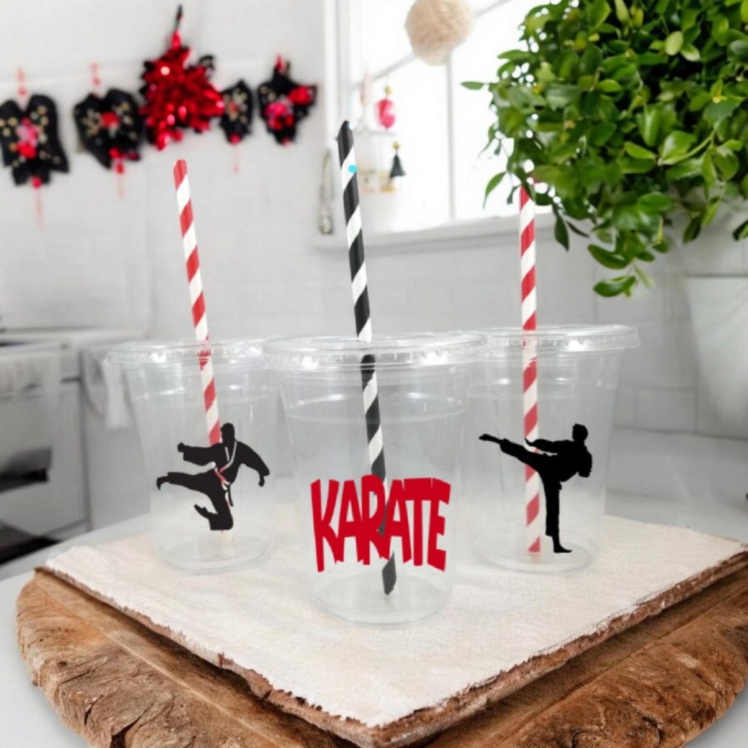 Karate Themed Party Cups With Straws and Lids - Etsy