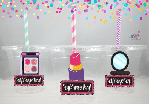 Makeup Themed Party Cups Pamper Party Cups | Etsy