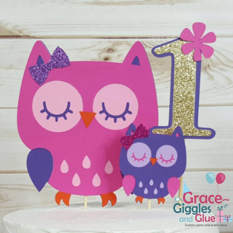 3pc Glitter Owl Cake Topper - Etsy