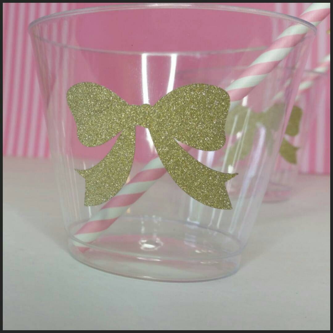 10 Pink and Gold Glitter Bow Snack/favor Boxes Baby Girl | Etsy