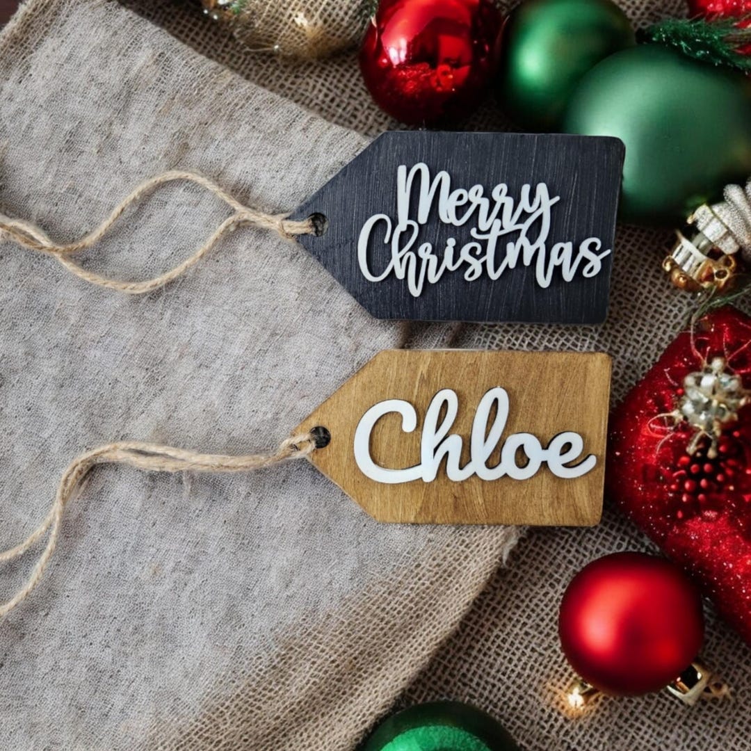 Wooden Stocking Tags, Wooden Favor Tags, Christmas Favor Tags, Rustic ...