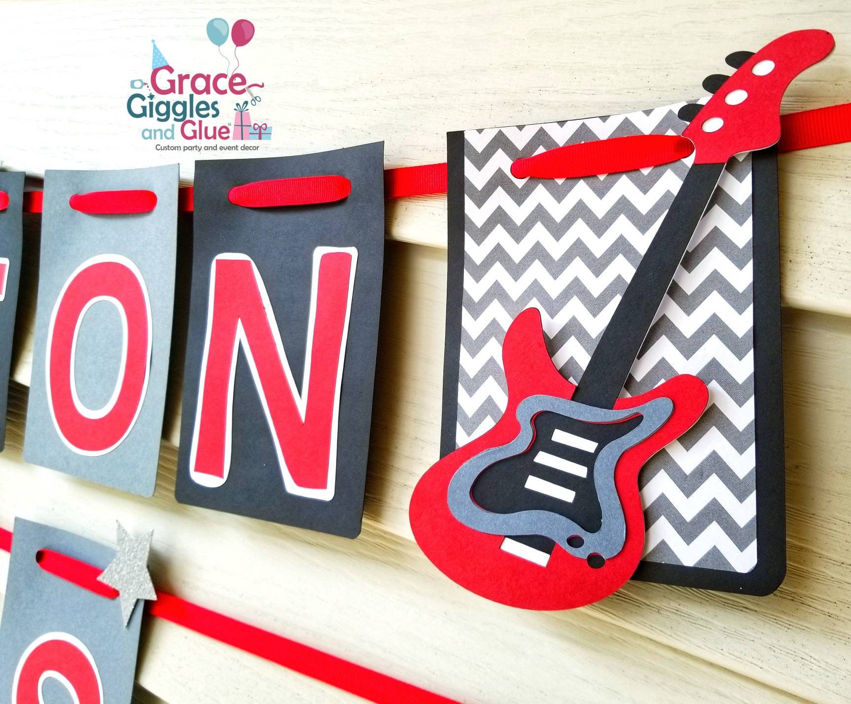 Personalized Rock Star Themed Happy Birthday Banner Rock N - Etsy