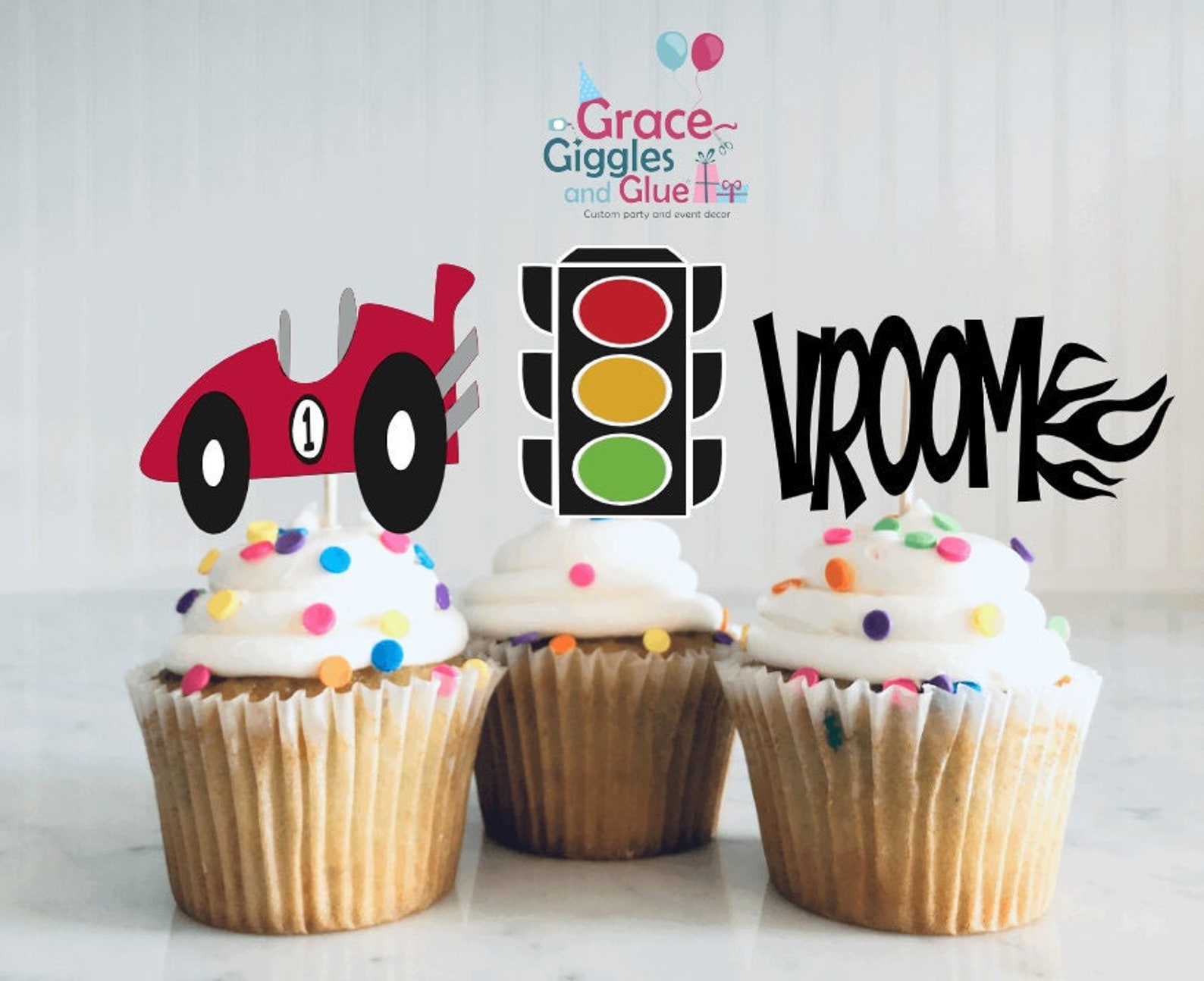 Racecar Themed Cupcake Toppers Racer Cupcake Toppers - Etsy