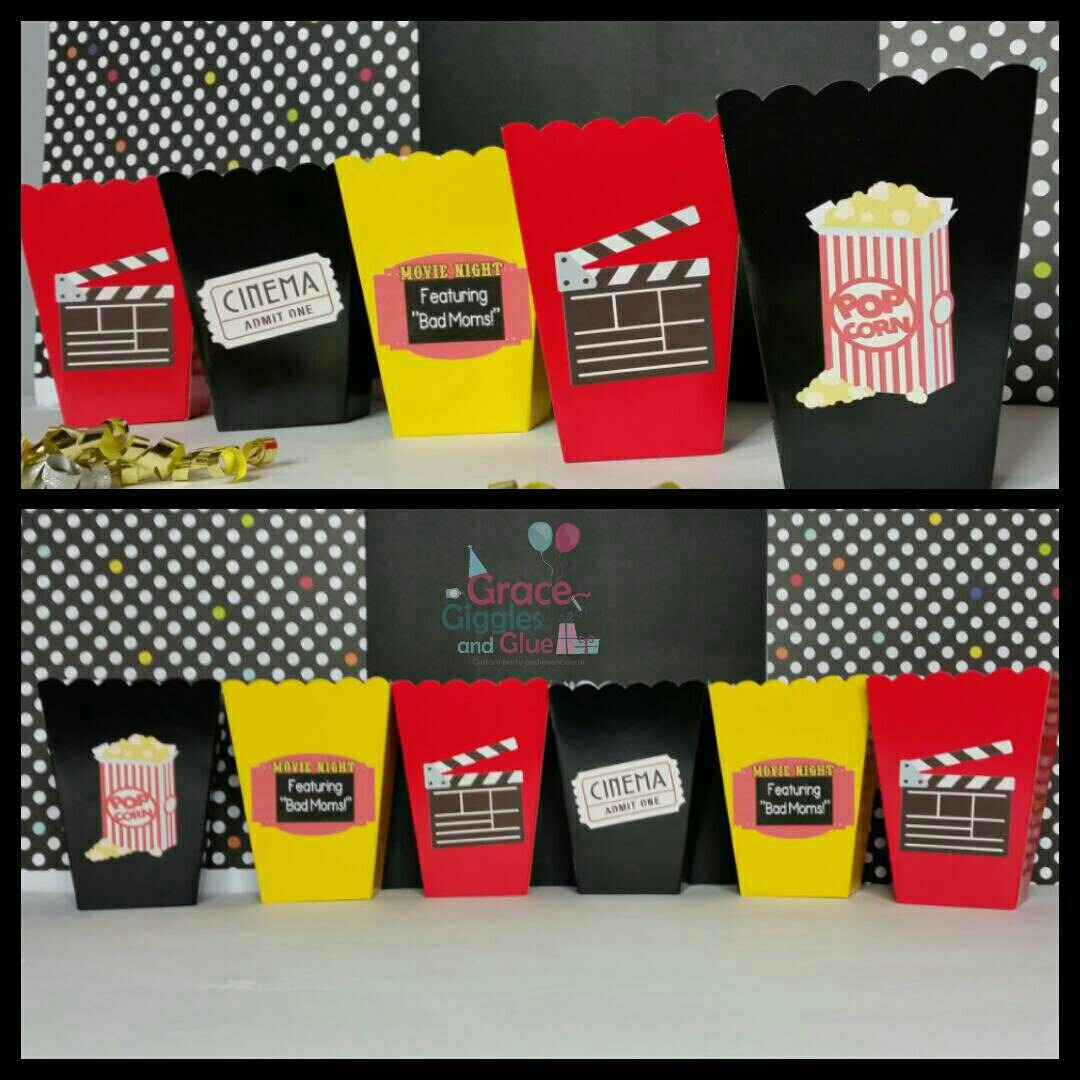 Movie Night Themed Snack/favor Boxes, Movie Night Popcorn Box, - Etsy