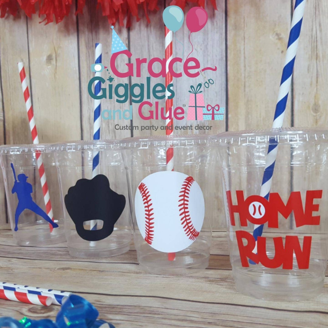 Baseball Party Cups W/ Lids and Straws! - Etsy