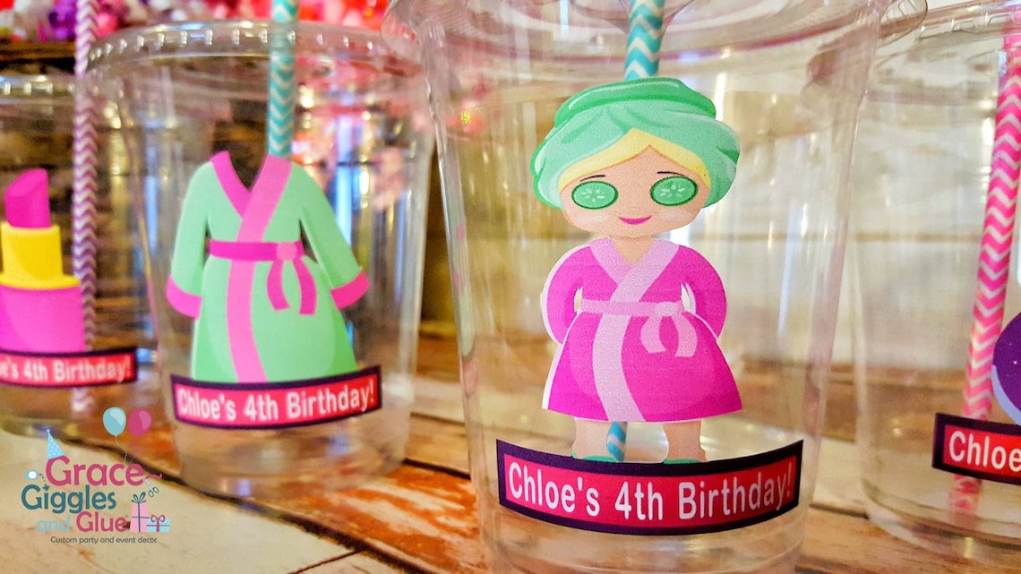 Personalized Spa/slumber Themed Party Cups - Etsy