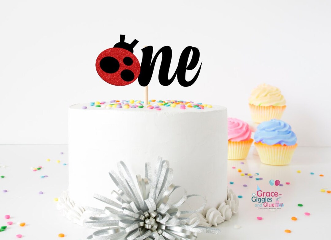 Glitter Ladybug One Cake Topper First Birthday Ladybug Cake - Etsy