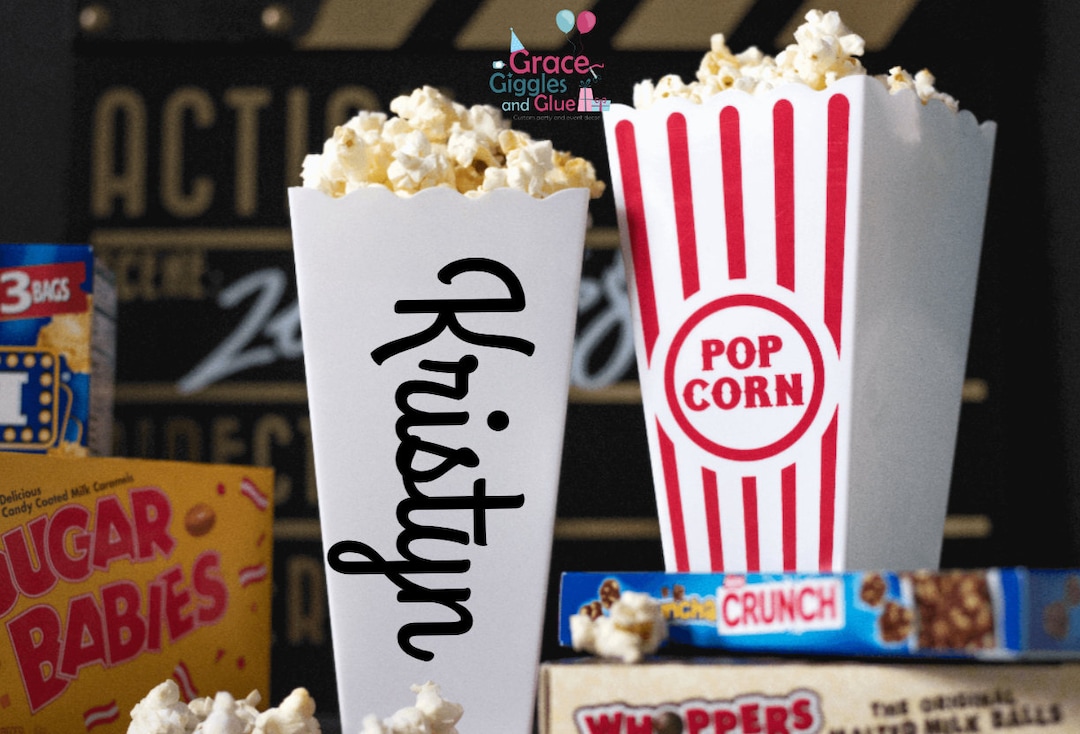 Personalized Reusable Popcorn Tub, Movie Popcorn Tubs, Popcorn Favors ...