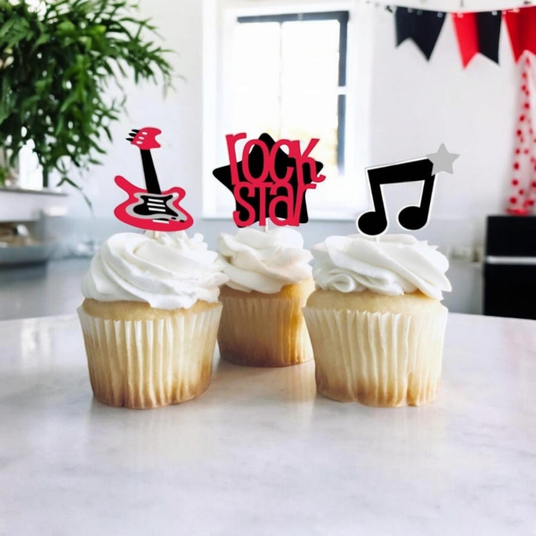 Rock Star Themed Cupcake Toppers - Etsy