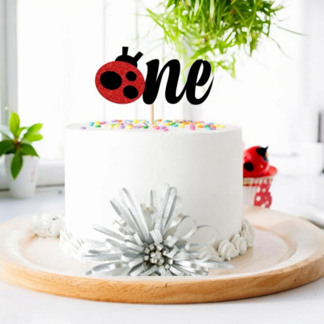 Glitter Ladybug One Cake Topper, First Birthday Ladybug Cake Topper - Etsy