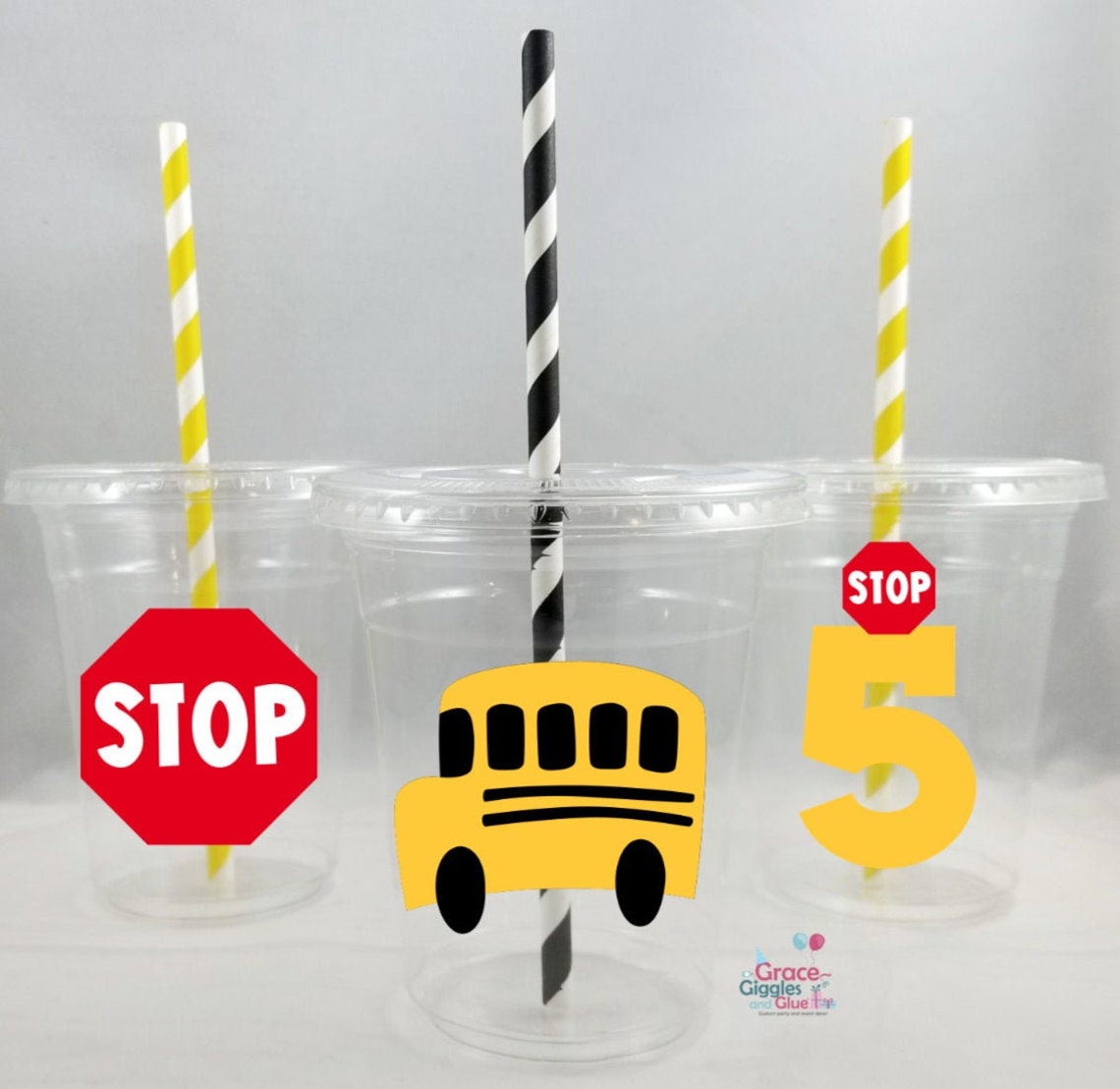 Personalized School Bus Themed Party Cups - Etsy