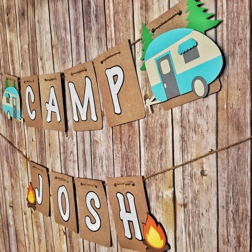 Camp Themed Name Banner Camper Themed Happy Birthday Banner - Etsy