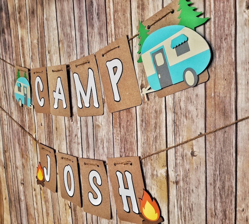 Camp Themed Name Banner Camper Themed Happy Birthday Banner - Etsy